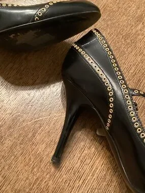 Sergio Rossi | Shoes | Sergio Rossi Black Mary Jane Heels With Gold ...